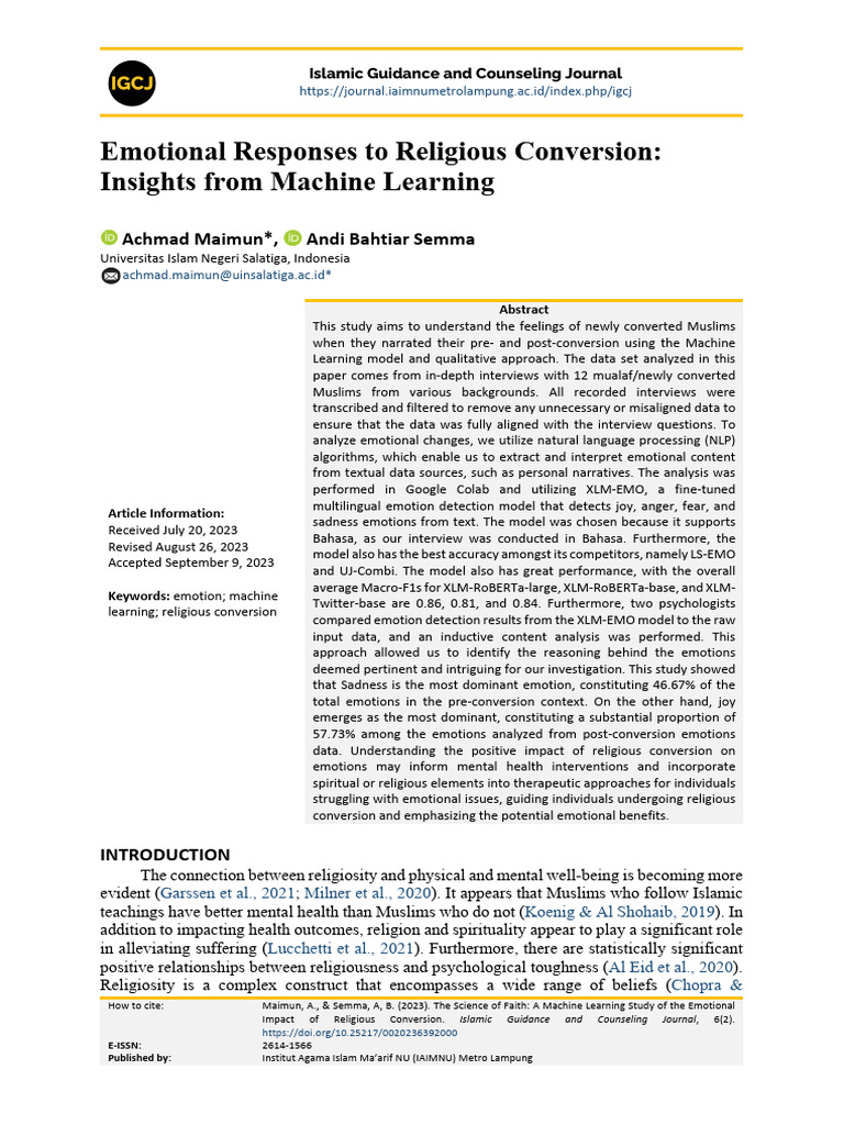 Emotional Responses To Religious Conversion Insights From Machine ...