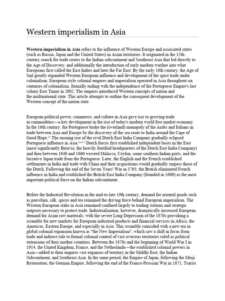 Western Imperialism in Asia | PDF | British Empire | Asia