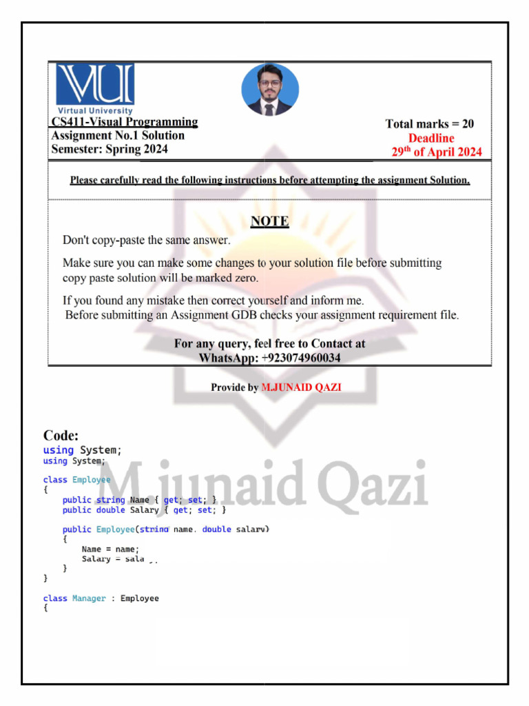 CS411 Assignment Solution Spring 2024 | PDF