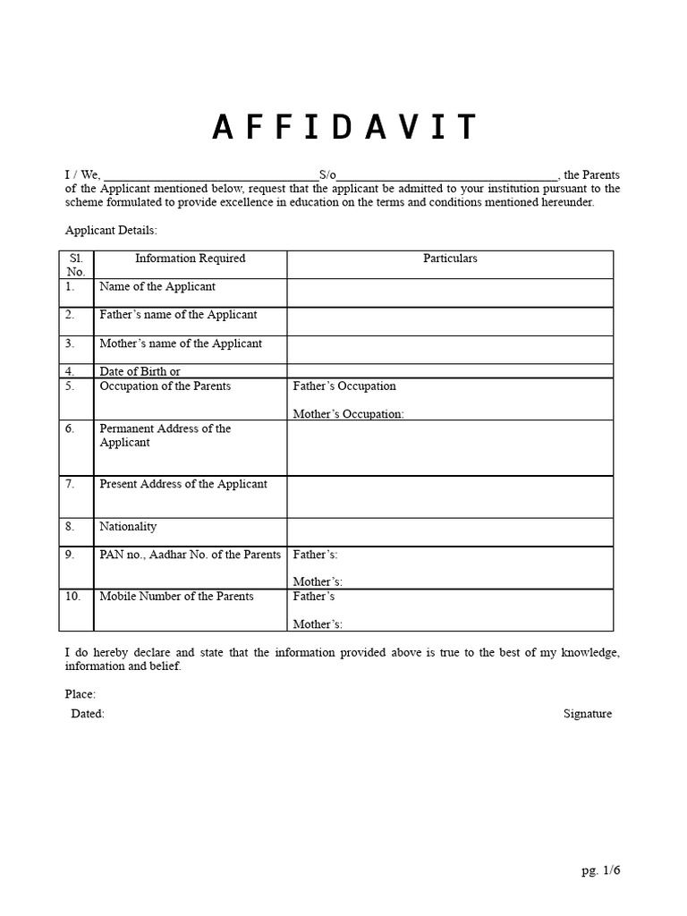 Rahmani30 Admission 2024 Affidavit | PDF | Expense | Volunteering