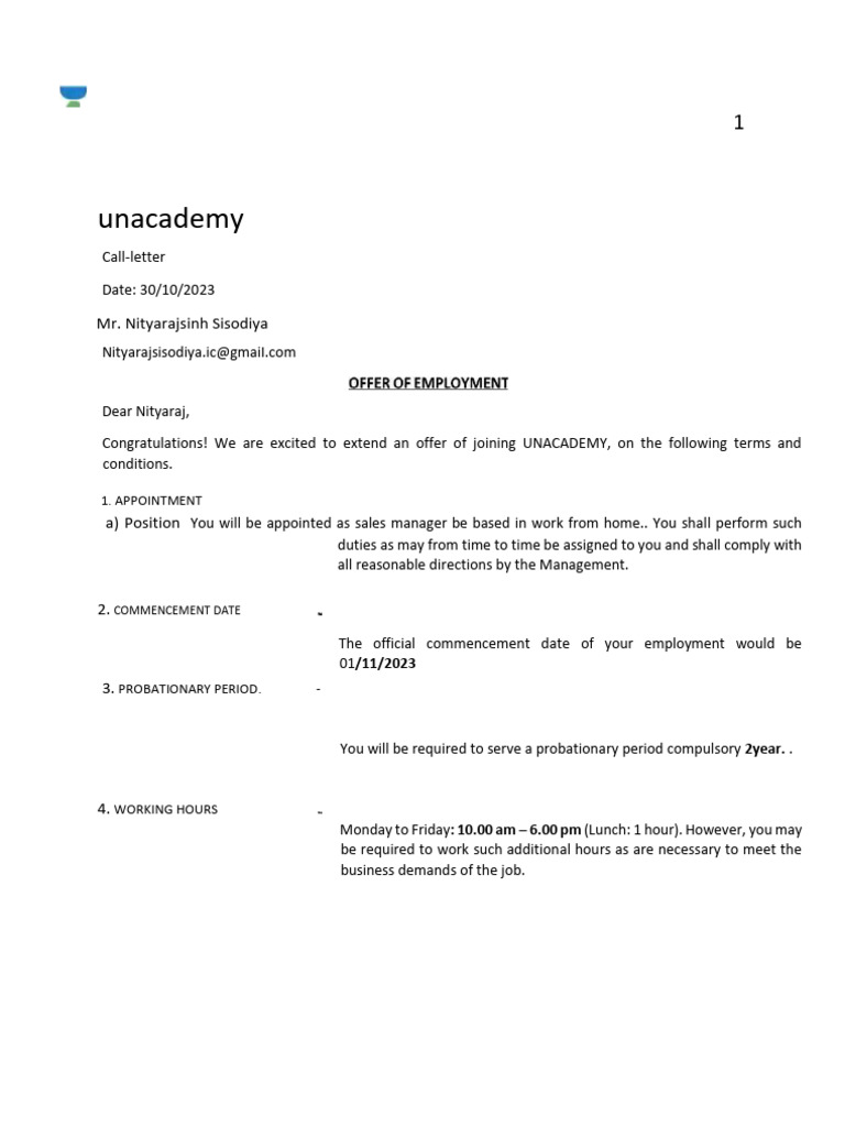 Call Letter | PDF