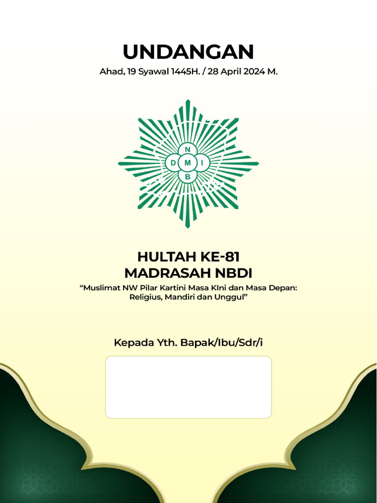 Undangan HULTAH KE-81 MADRASAH NBDI | PDF