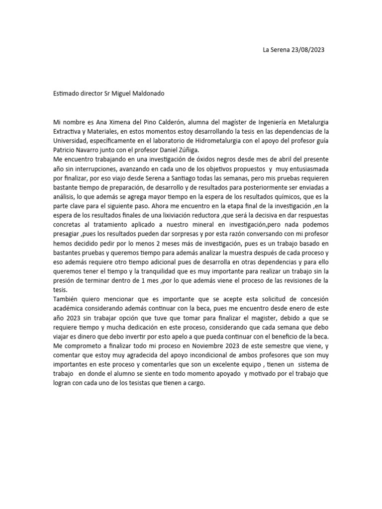 Carta de Prorroga Tesis 2023 | PDF