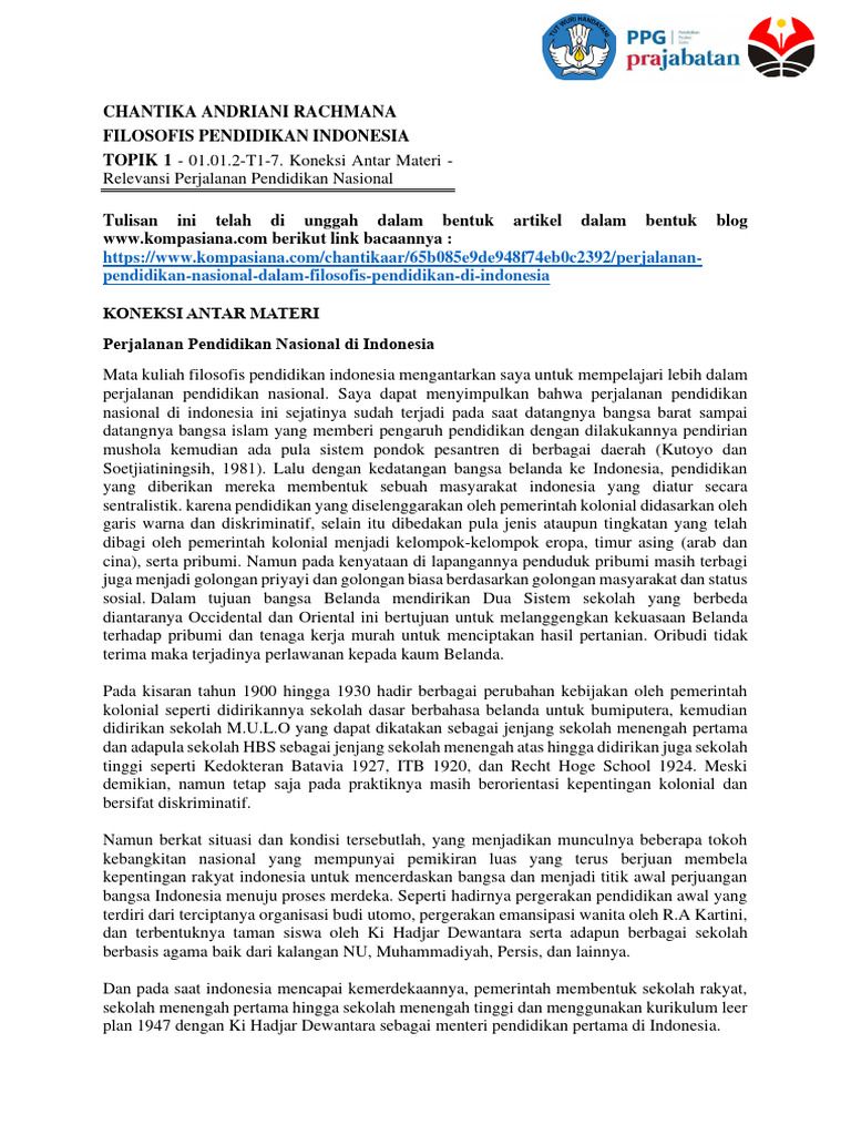 Filosofis Topik 1 - Koneksi Antar Materi - CHANTIKA ANDRIANI RACHMANA | PDF