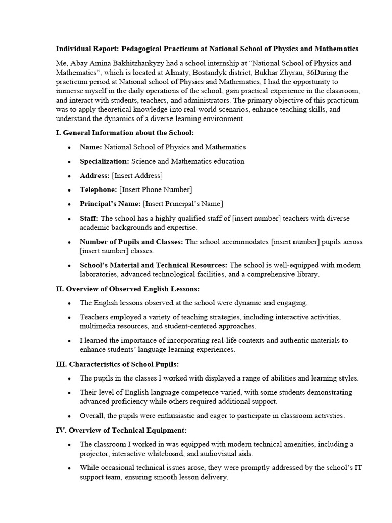 Guidelines To Writing A Report - The School Practicum Results | PDF ...