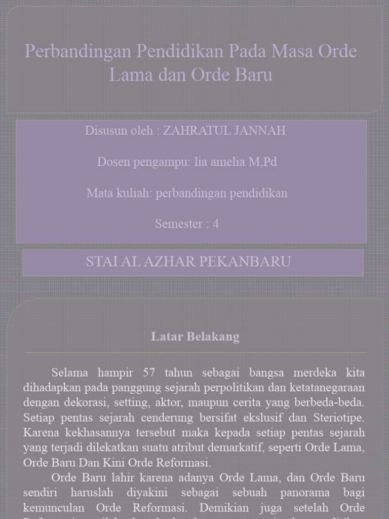 Perbedaan Orde Lama Dan Orde Baru-Zahratul Jannah | PDF