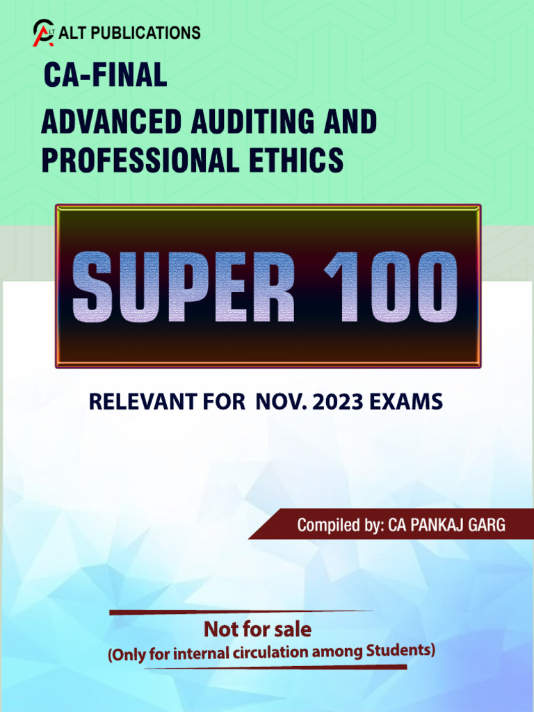 Final Audit - Super 100 Question | PDF | Audit | Financial Audit