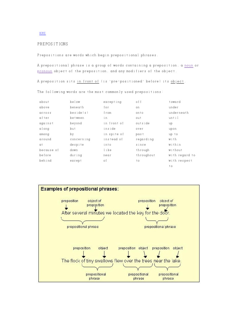 Prepositions 1 | PDF | Preposition And Postposition | Verb