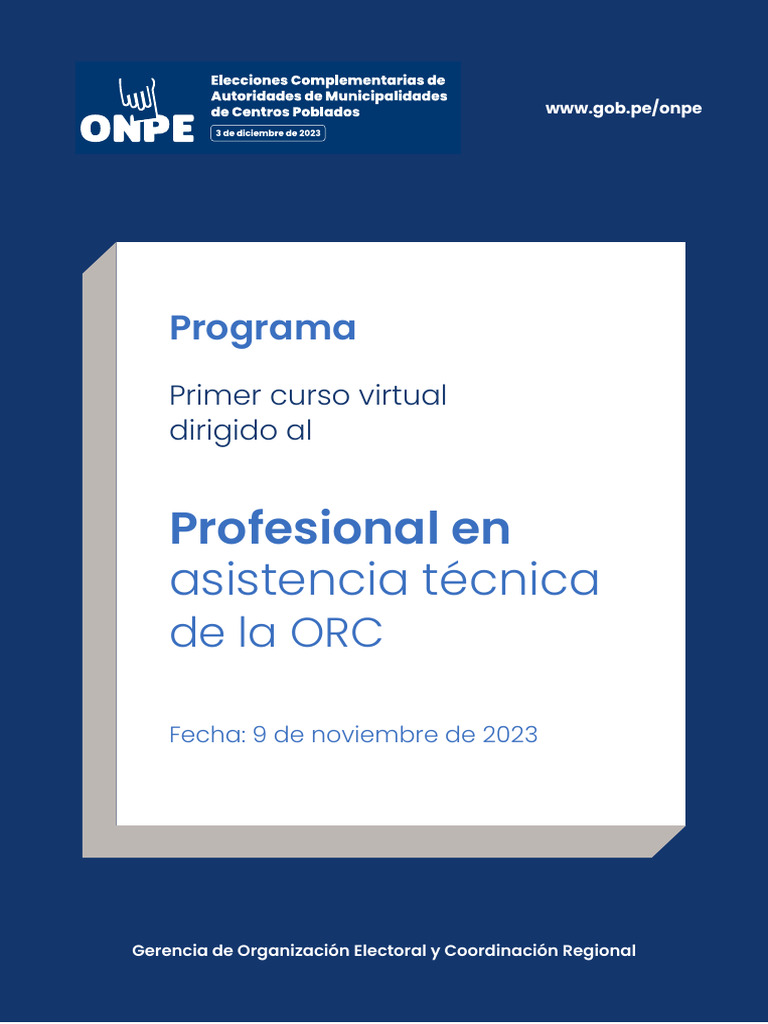 1er Curso Virtual - Asistencia Técnica de La ORC | PDF | Microsoft ...