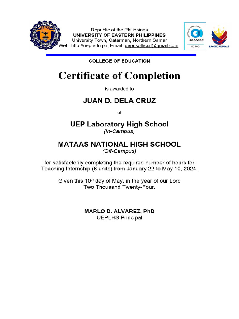 Certificate of Completion For Portfolio | PDF