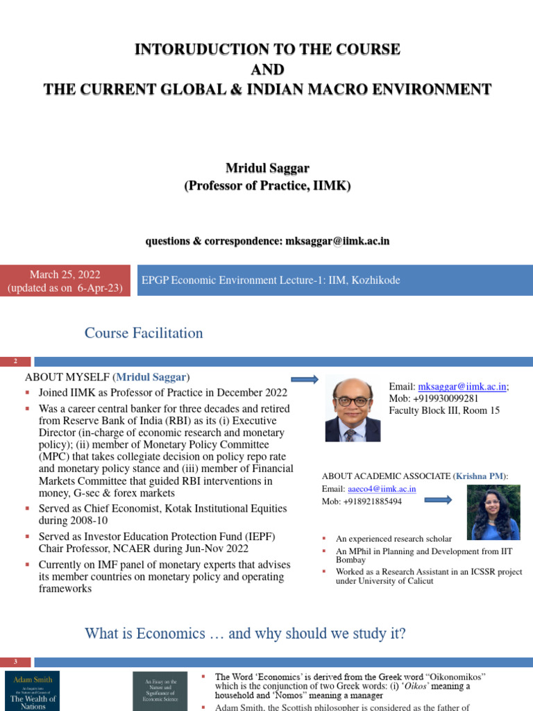 EE Lecture 1 CIEP Mridul Saggar 25mar23 | PDF | Cost Of Living | Macroeconomics