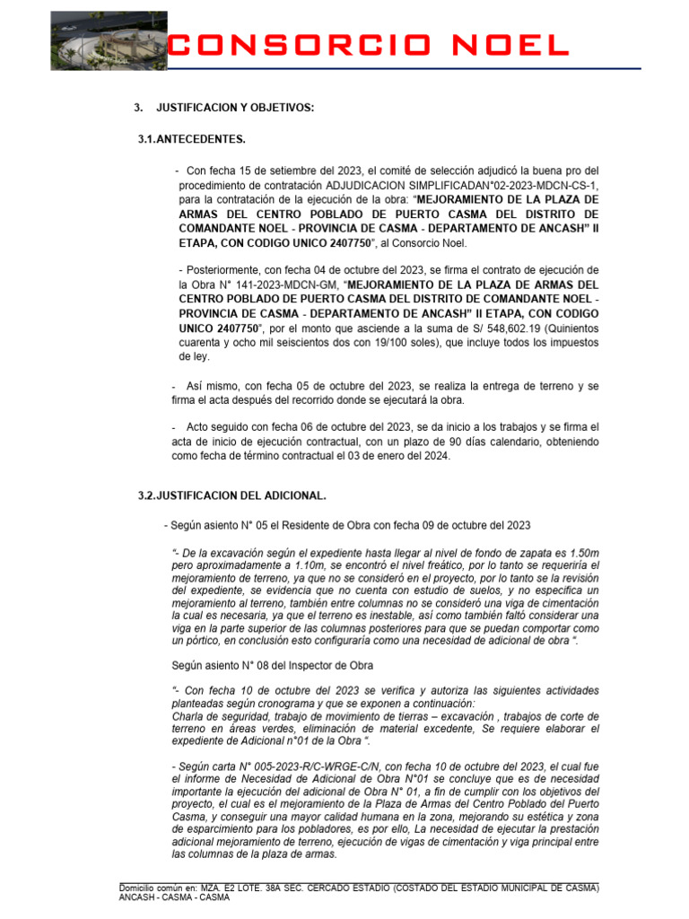 Hojas Memoria Descriptiva Adicional Puerto Casma | PDF