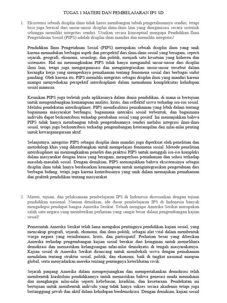 Tugas.1 Materi Dan Pembelajaran Ips SD | PDF