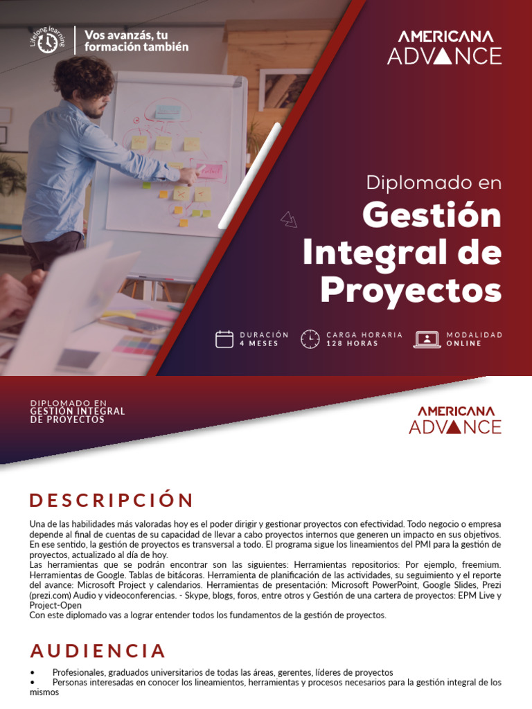 Diplomado en Gestión Integral de Proyectos - Brochure ADV 2022 | PDF | Gestión de proyectos ...