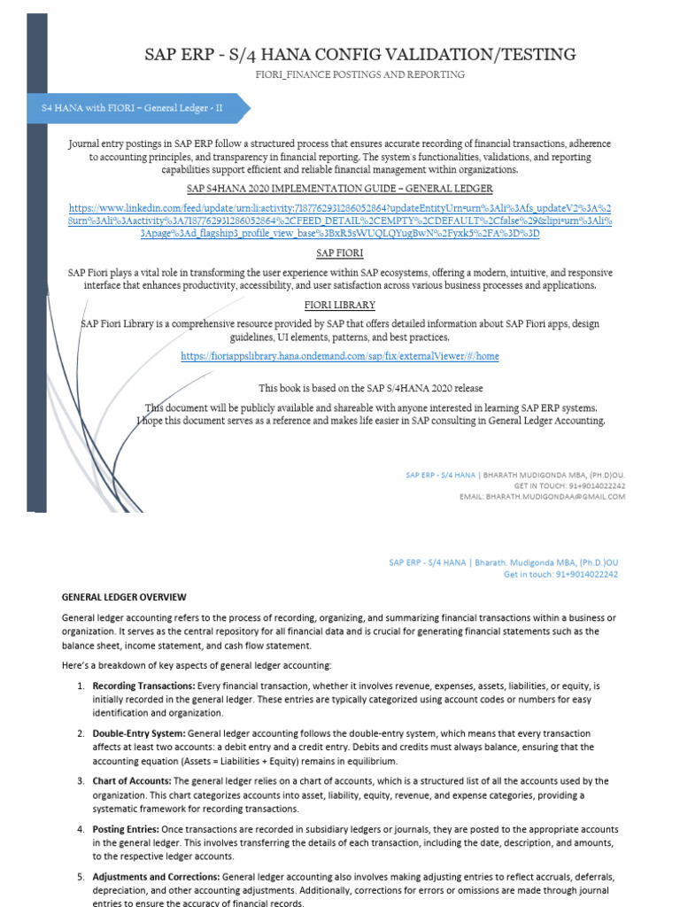 SAP S4 Hana FIORI General Ledger Posting and Reporting 1714340697 | PDF | Debits And Credits ...