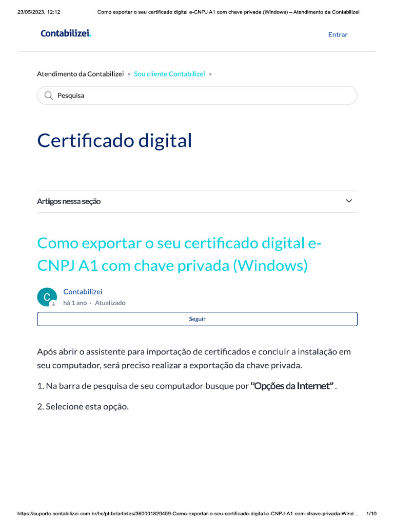 Como Exportar o Seu Certificado Digital.. | PDF