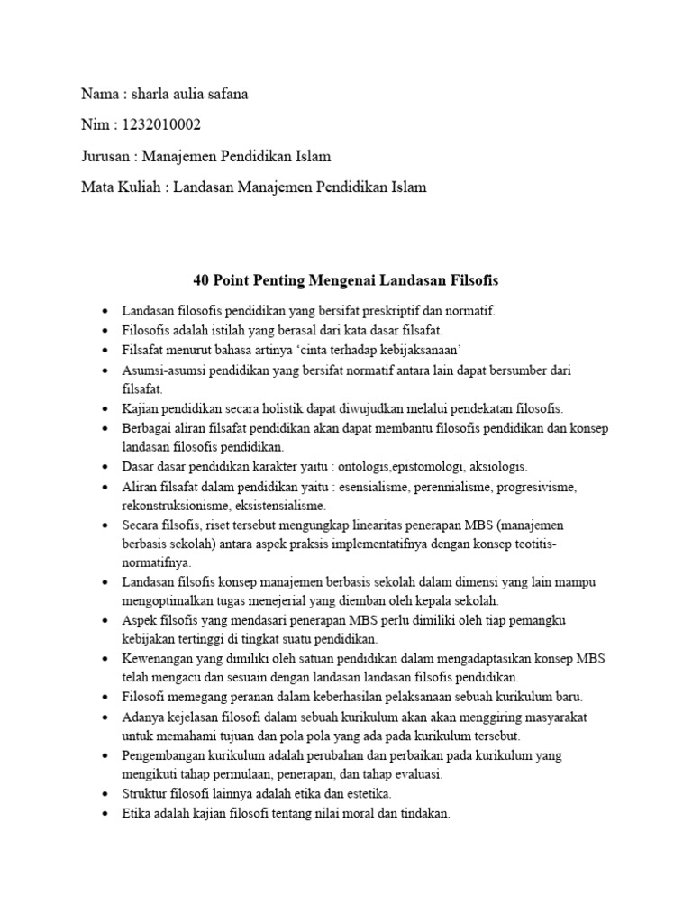 40 Point Penting Mengenai Landasan Filsofis | PDF