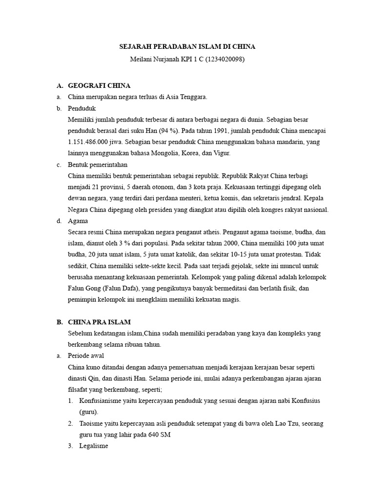 Sejarah Peradaban Islam di China | PDF