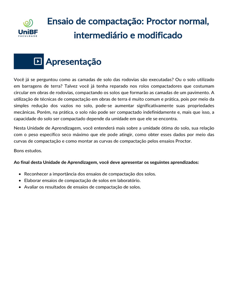 Ensaio Proctor de Compactação de Solo | PDF | Solo | Umidade