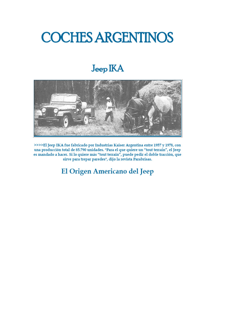 Jeep Ika Historia y Datos | PDF | todoterreno | Coche