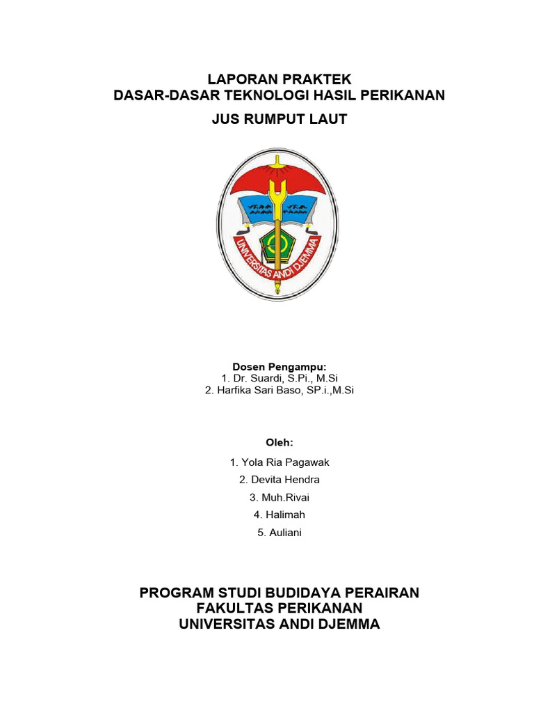 Laporan Praktek Dasar THP - Jus Rumput Laut | PDF