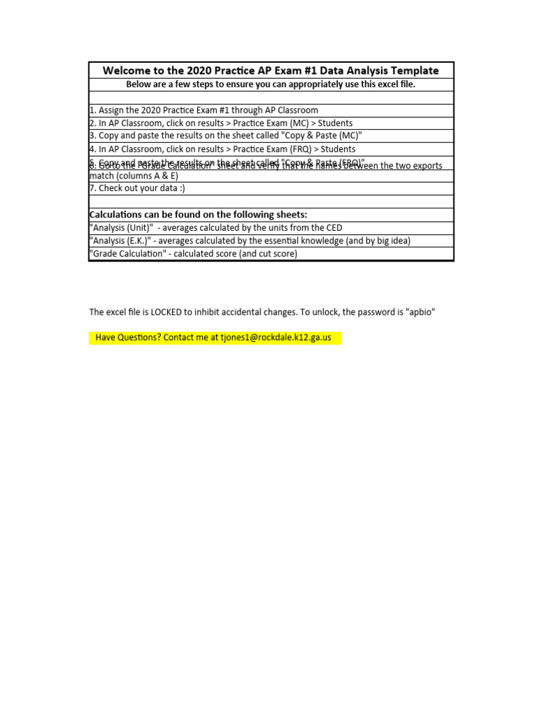 2020 Practice Exam 1 Data Analysis AP Classroom Export Template | PDF ...
