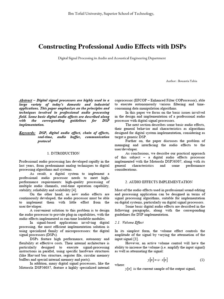 Constructing Audio Effects With Digital Signal Processing - Yahia ... Constructing Audio Effects With Digital Signal Processing - Yahia ...