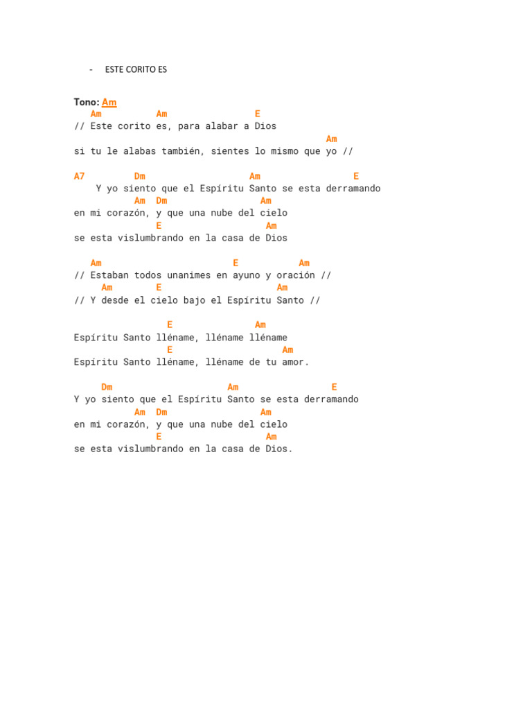 Coritos para Alabar a Dios: Letra y Acordes | PDF