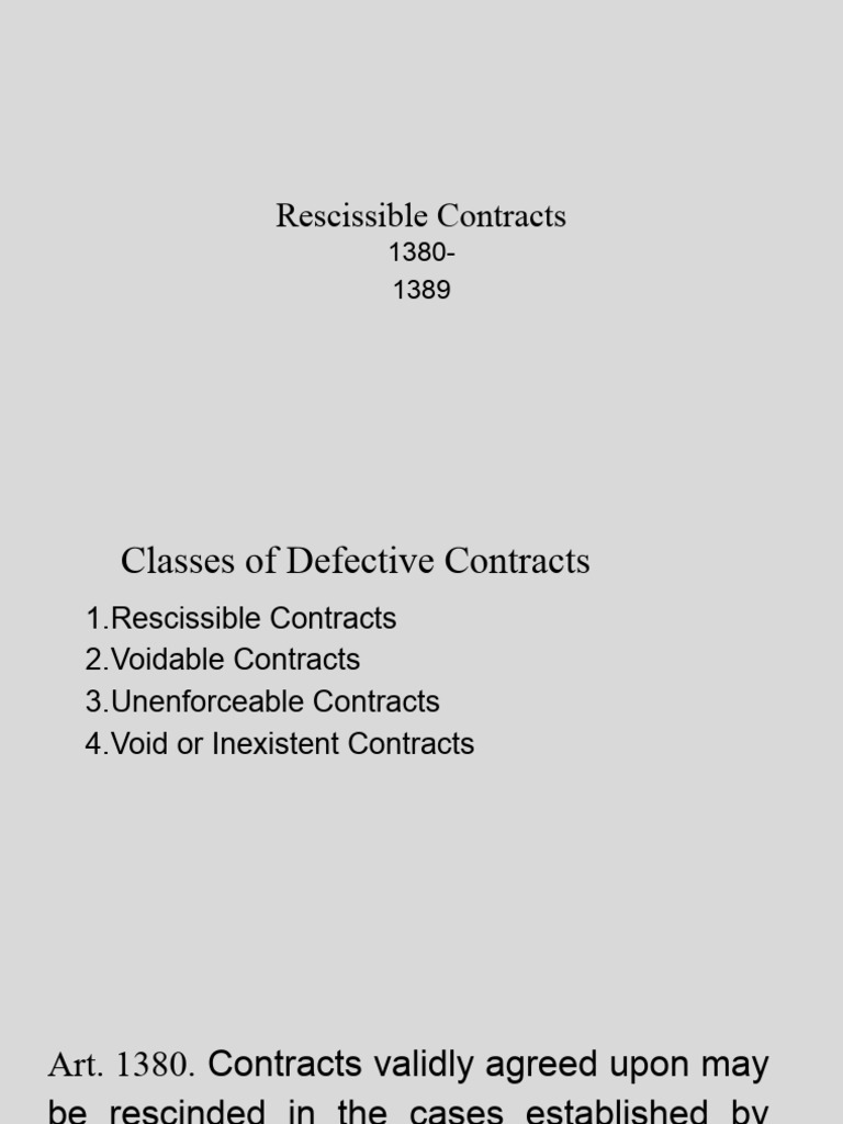 Rescissible Contracts | PDF | Complaint | Indemnity