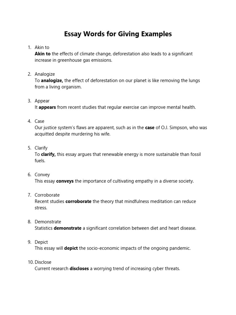 Essay Words For Giving Examples | PDF | Climate Change | Cardiovascular ...