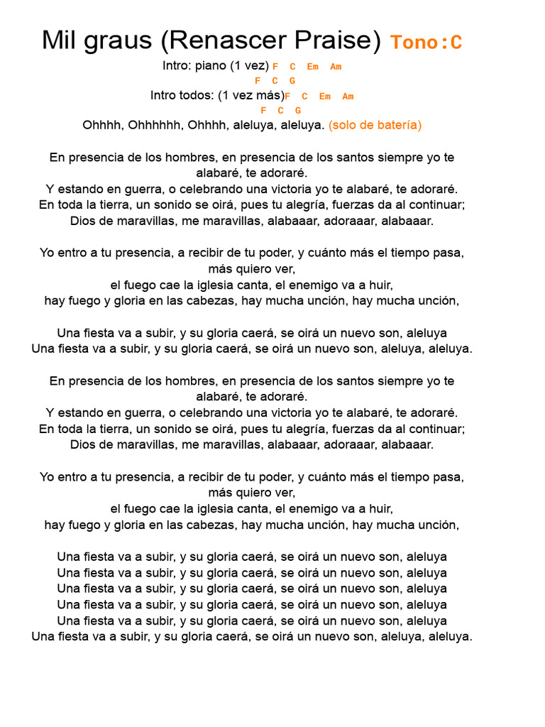 Mil Graus (Renascer Praise) | PDF