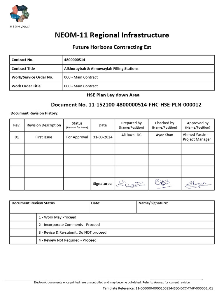 11-152100-4800000514-FHC-HSE-PLN-000012 - 01 (HSE Plan) | PDF ...