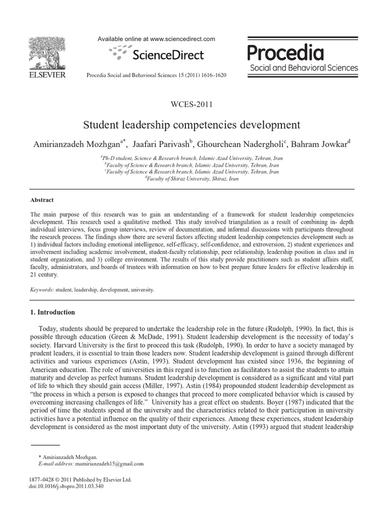Developing Student Leadership Competencies | PDF | Leadership ...