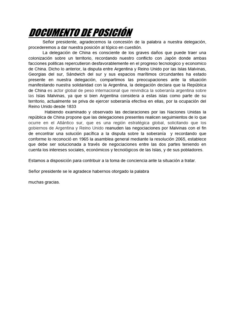 Documento de Posición | PDF