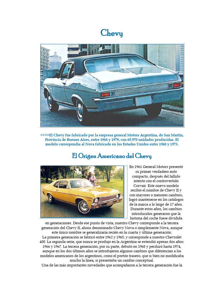 Historia del Chevy en Argentina (1968-1979) | PDF | Chevrolet | Industrias