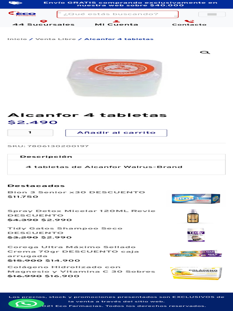 Alcanfor 4 Tabletas en Oferta Online | PDF