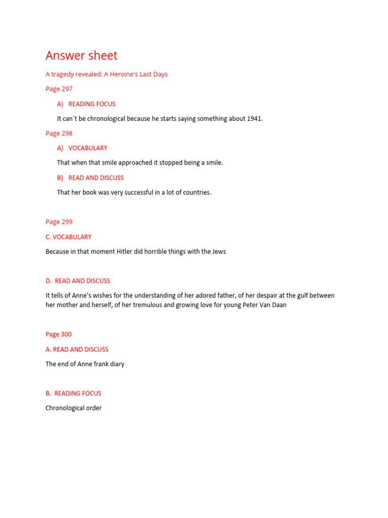 Answer Sheet A Tragedy Revealed-Ethan Vale | PDF