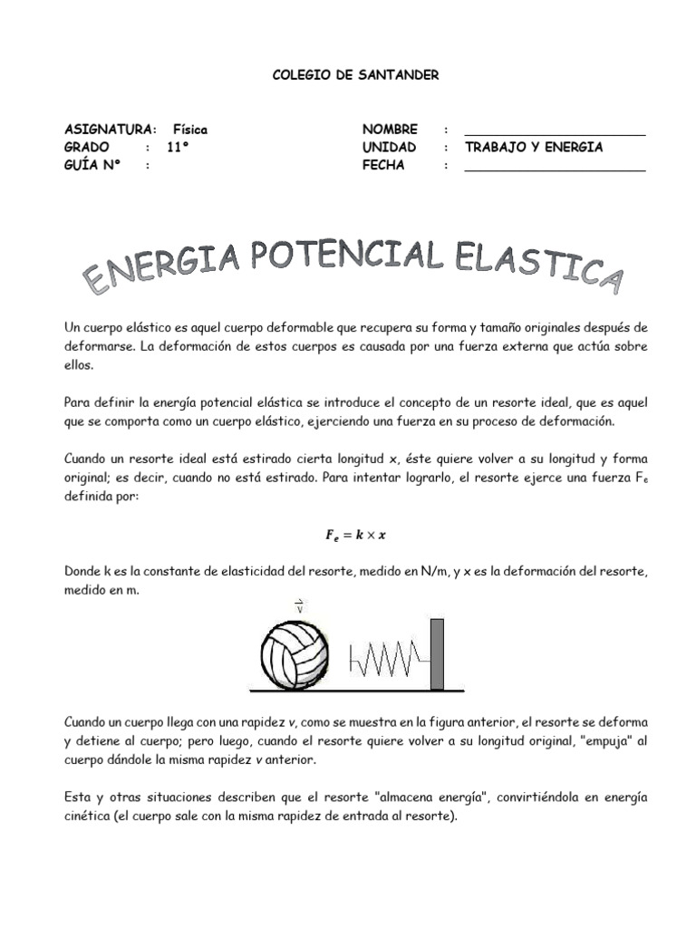 18° Energia Potencial Elastica | PDF | Elasticidad (Física) | Fuerza