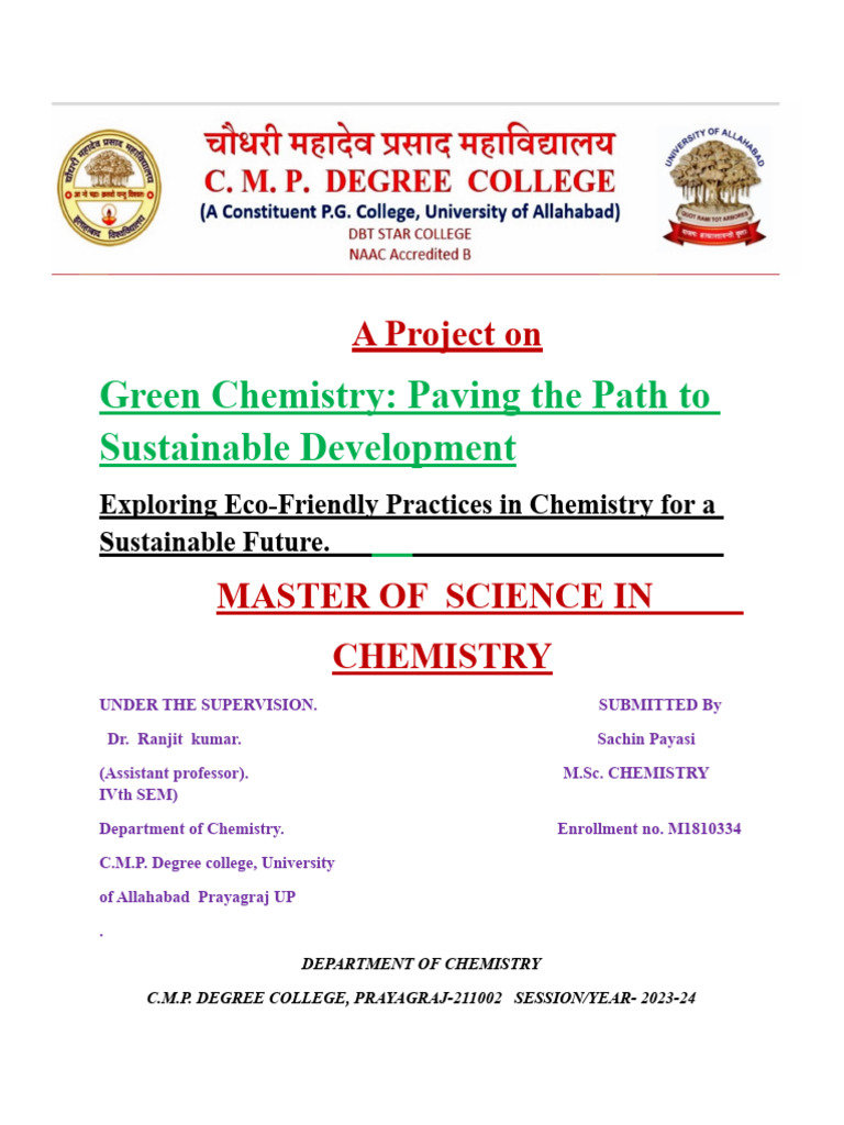 Project On Green Chemistry | PDF | Green Chemistry | Chemistry