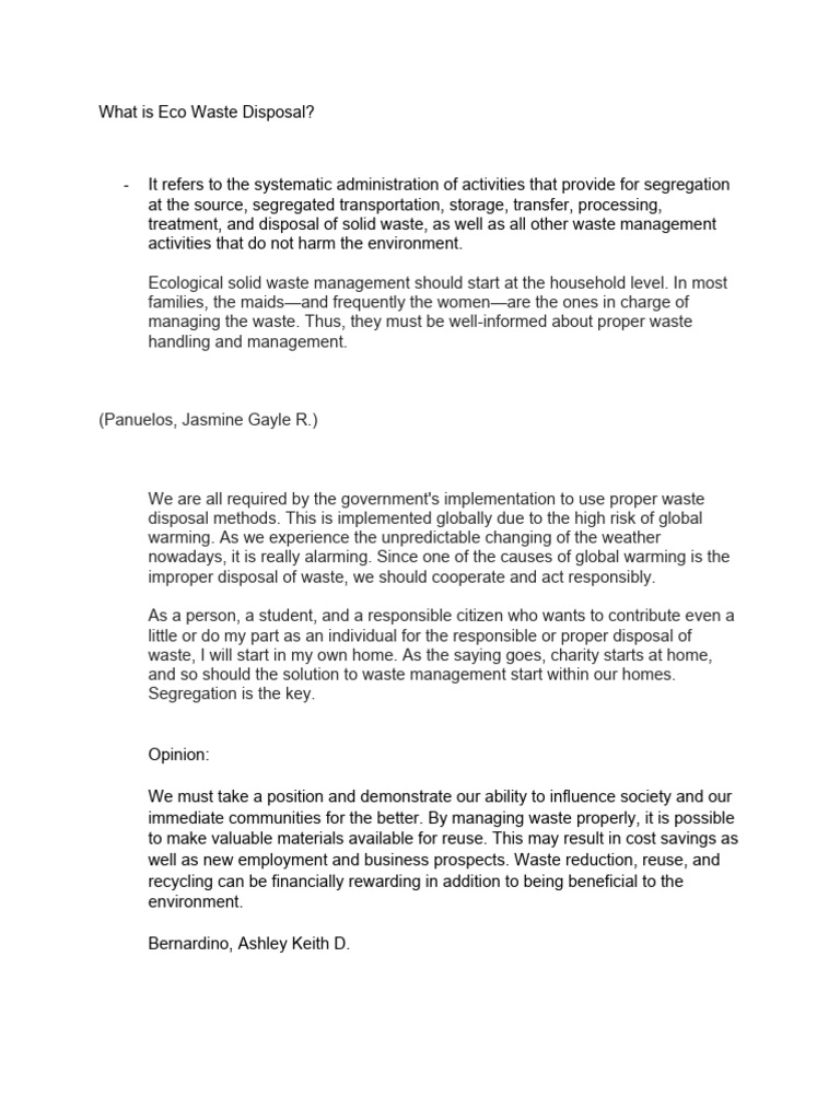 Eco Waste Disposal | PDF