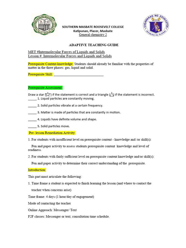 ATG - Gen. Chem 2 | PDF | Intermolecular Force | Liquids