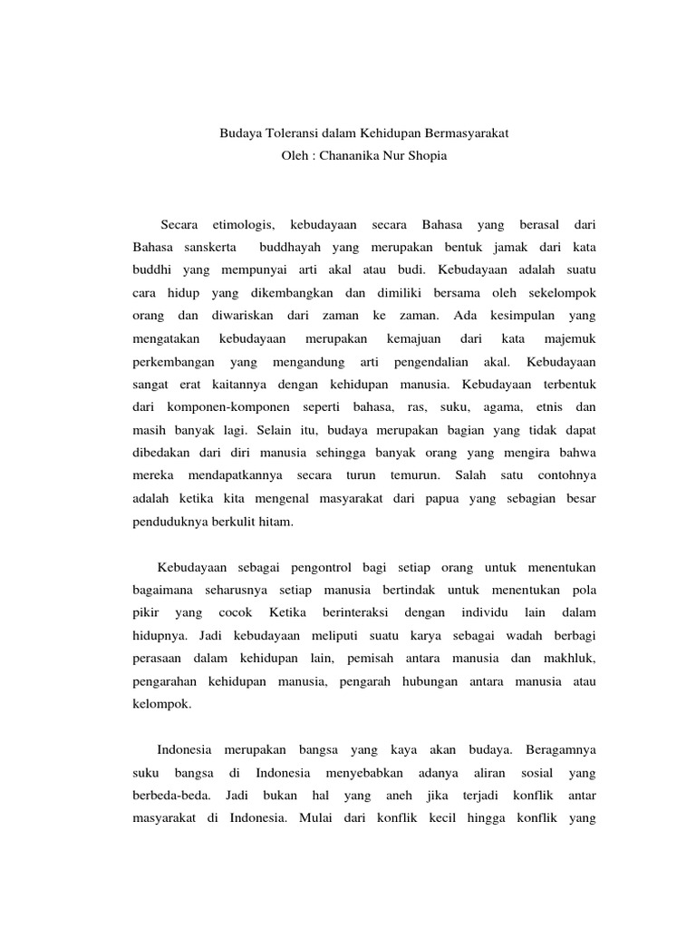 Toleransi dalam Masyarakat | PDF