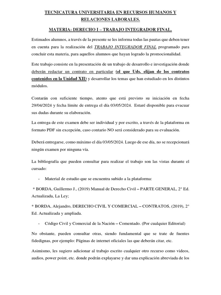 Trabajo Integrador Final 2024 | PDF