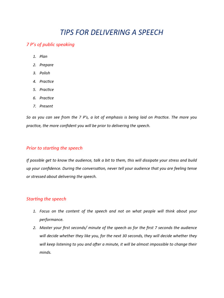Tips For Delivering A Speech | PDF | Question | Public Speaking