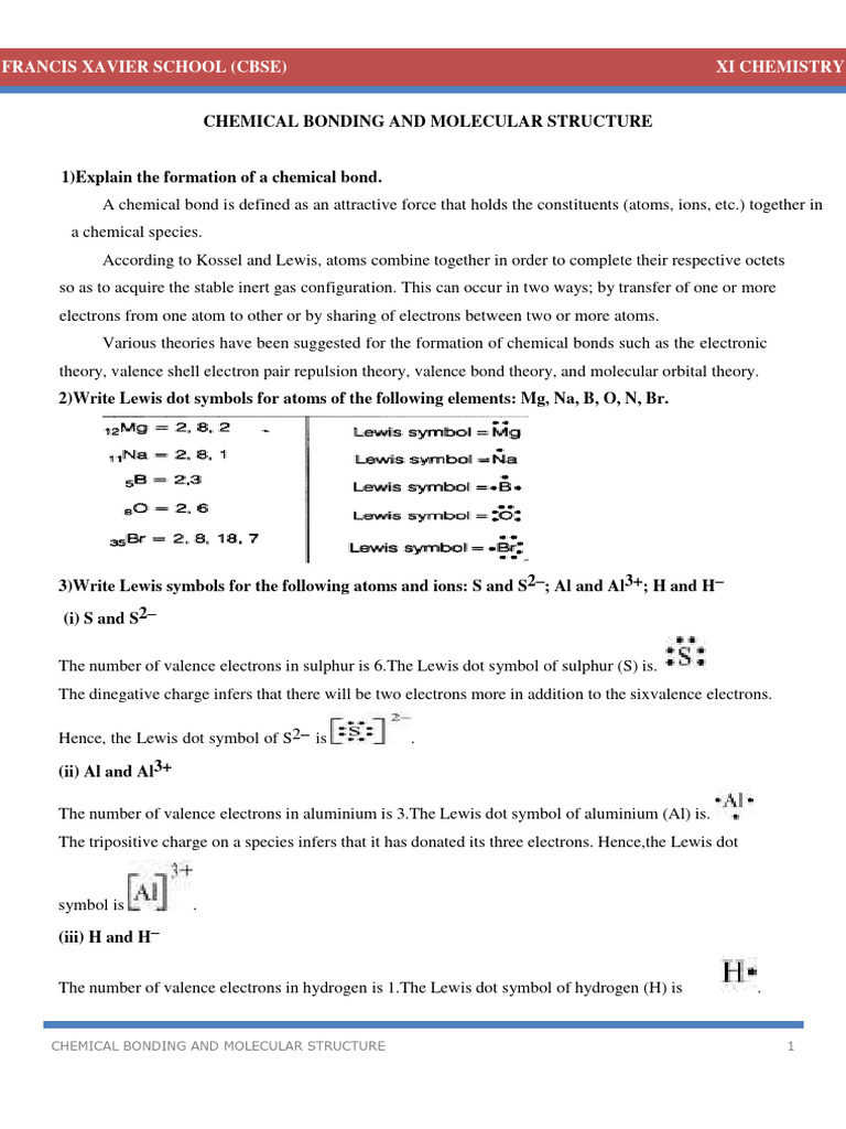 Chemical Bonding & Molecular Structure Guide | PDF | Chemical Bond ...