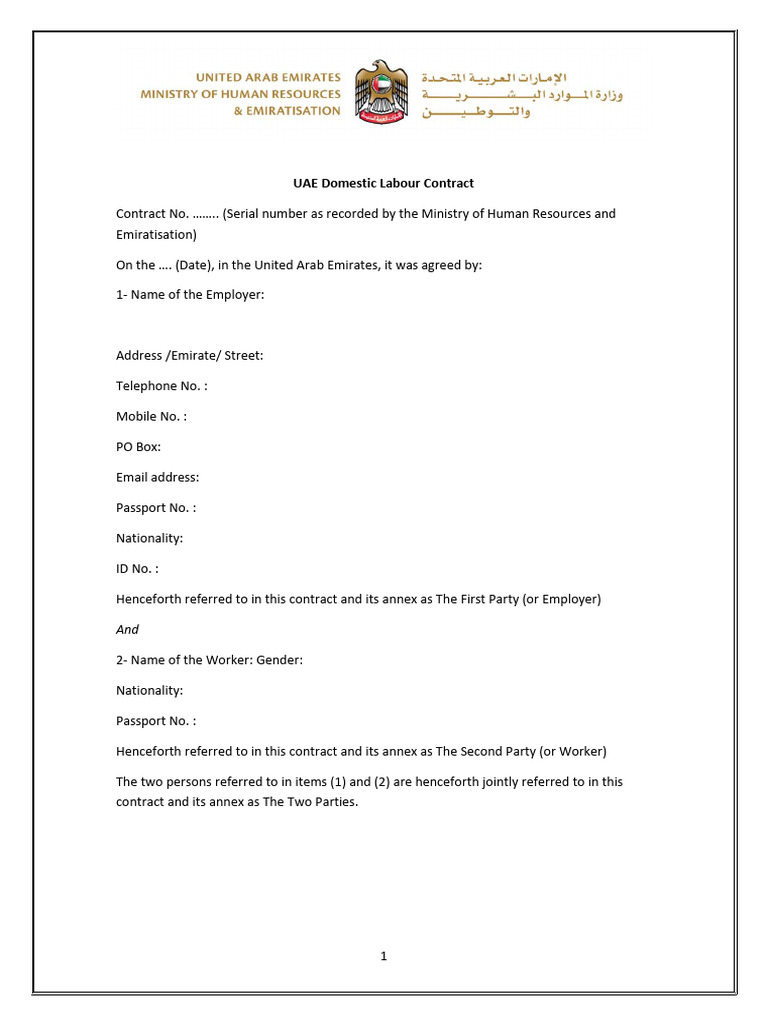 PH UAE Domestic Labour Contract | Download Free PDF | Cost Of Living ...
