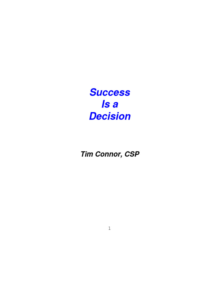 Book Success Is A Decision | PDF | Thought | Optimism