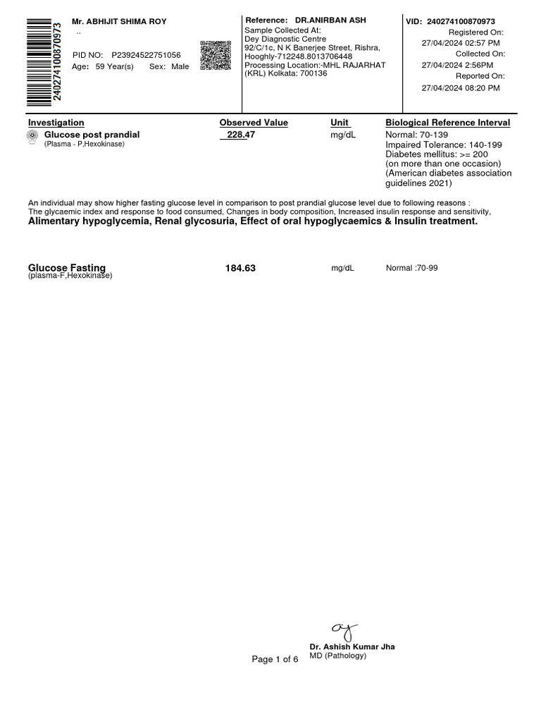 Patient Lab Report: Glucose & Lipid Profile | PDF | Glycated Hemoglobin ...