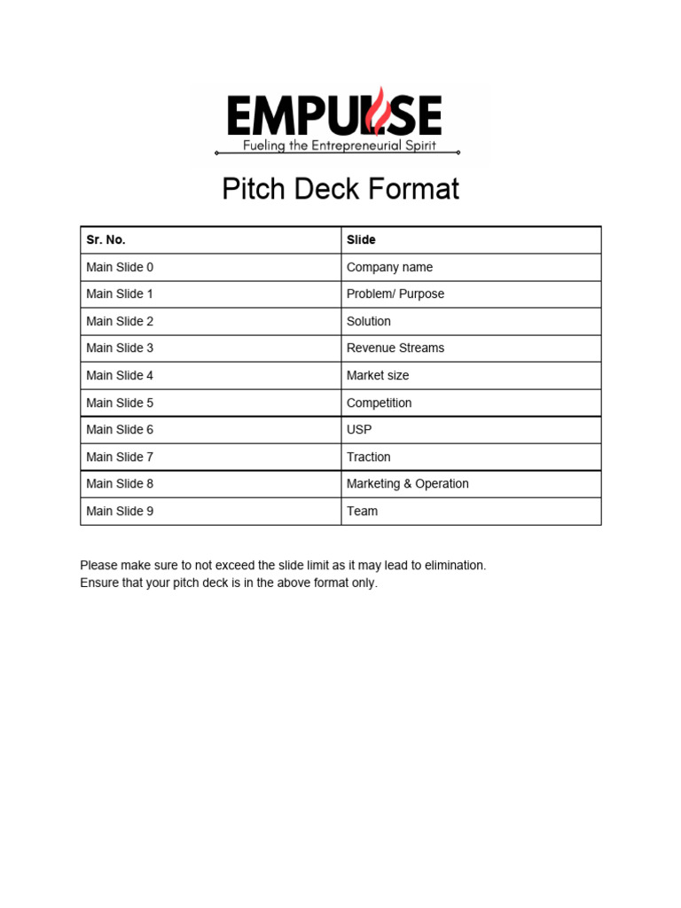 Pitch Deck Structure Guide | PDF