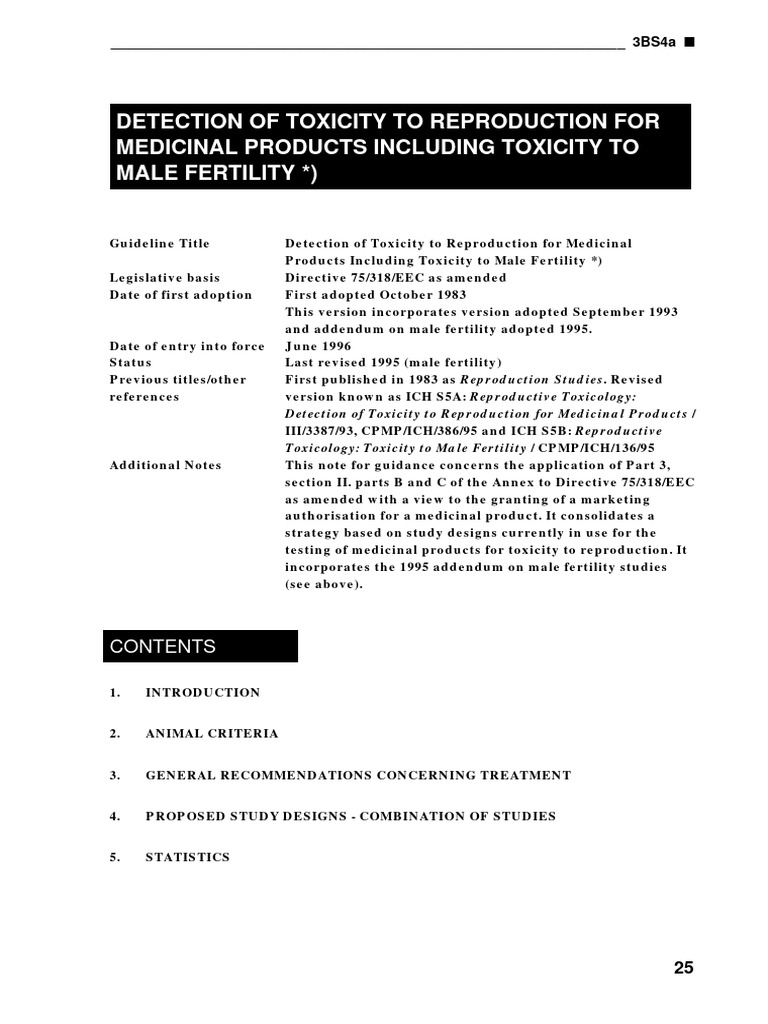 Detection of Toxicity To Reproduction For Medicinal Products Including Toxicity To | Download ...